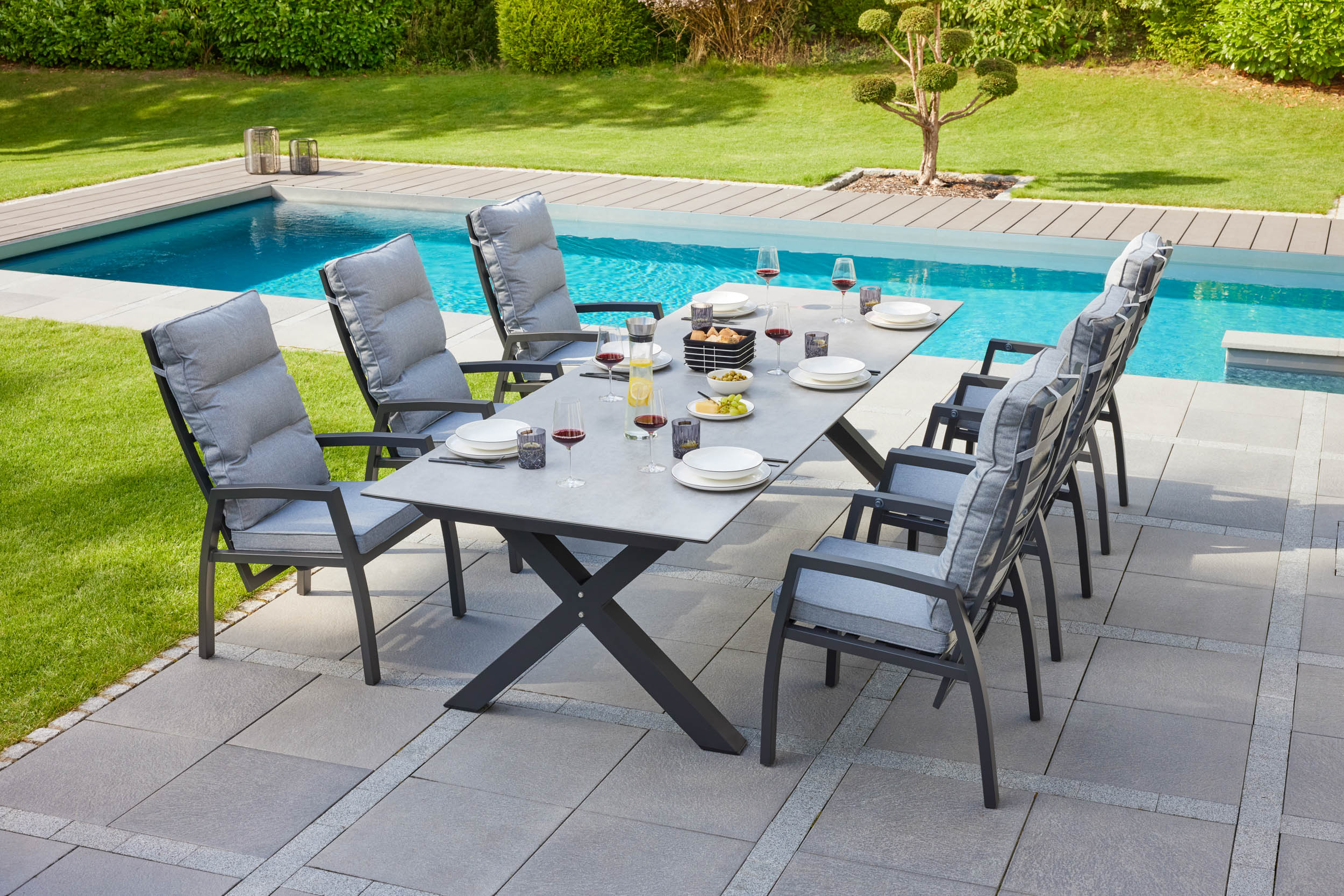 LC Garden »Vancouver« Dining Set 7tlg. Sitzgruppe Gartenset anthrazit